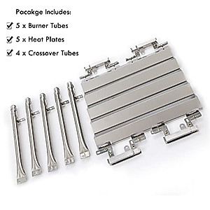 YIHAM KZ988 Grill Replacement Parts for Members Mark 5 Burner GR2210601-MM-00 SAMS Club Rankam, 16 13/16 Inch Heat Plate + 17 1/2 Inch Burner Tube + Adjustable Carry Over