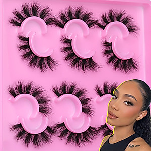 Mink Lashes Fluffy 18mm False Eyelashes Wispy Natural Look 6 Pairs 6D Volume Thick Long Fake Eyelashes like Clusters by Pleell