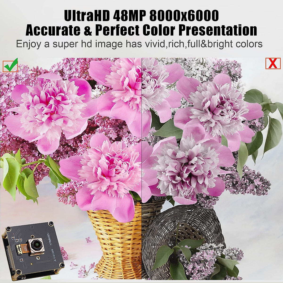 SVPRO USB Camera Module Autofocus 48MP Industrial Board Camera 8000x6000 High Definition Camera for Altimeter, Automatic Focusing UVC Plug and Play Camera for Machine Vision