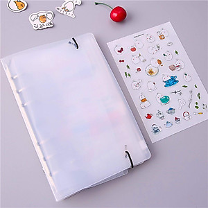 WUWEOT 50 Pack Binder Pockets A6 Size 6 Holes Zipper Binder Pouch Folders, Waterproof Zipper Loose Leaf Bags Clear Plastic Binder Envelopes for Documents Notebooks Cards