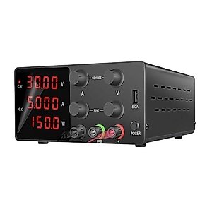 DC Power Supply 30V 10A Current Regulator Switch Adjustable Power Supply Voltage Regulator Bench Source Digital 60V 5A(300V 1A-232 Black,220V)