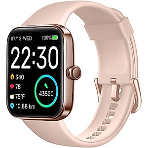 SKG Smart Watch for Women, Fitness Tracker with 5ATM Swimming Waterproof, Health Monitor for Heart Rate, Blood Oxygen&Sleep, 1.7'' Touch Screen Smartwatch Fitness Watch for Android-iPhone iOS, V7 Pink