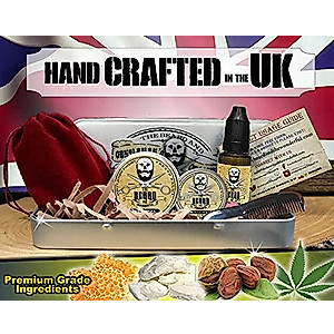 Beard Grooming Kit in Metal Tin - The Beard & The Wonderful 5 Piece Beard Grooming Kit for Men Includes Moustache Wax, Beard Oil, Beard Balm, Pocket-Sized Beard Comb & Beard Scissors | Original Scent