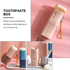 2pcs Travel Toothbrush Cases Plastic 2 in 1 Toothpaste Toothbrush Holder Gargle Cup Toothbrush Storage Box with Handle for Outdoor Camping Trip Pink