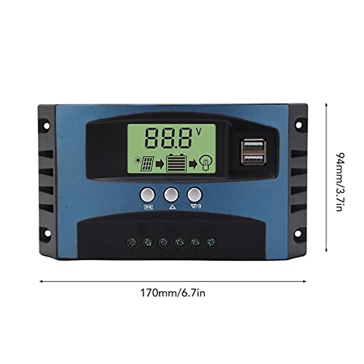 Solar Controller MPPT Charging 12V 24V Intelligent Identification LCD Display Solar Panel Regulator (30A (10A Discharge))
