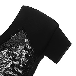 SWDZM Open Toe Women Ballroom Dance Shoes Salsa Latin Practice Shoes Lace-up Teaching Dance Shoes,YCL505,Black,8 US