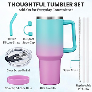 BENZZO Insulated Tumblers 40 oz Spill Proof Tumbler with Straw, Stainless Steel Metal Thermal Coffee Travel Mug Keep Cold-34h & Hot-10h, Double Wall Flasks Cup for Travel Camping, Dishwasher Safe