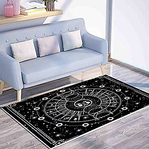 KRTGOOD Moon Phase Area Rug 3x5 Lunar Tarot Astrology Rugs for Bedroom Boho Celestial Mat