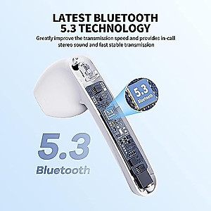 Wireless Earbuds, Bluetooth 5.3 Earphones with Active Noise Cancelling Air Buds Pods 3D Stereo in-Ear Built-in Mic IPX7 Waterproof Sport Headsets Bluetooth Headphones for iPhone/Android/airpod Case