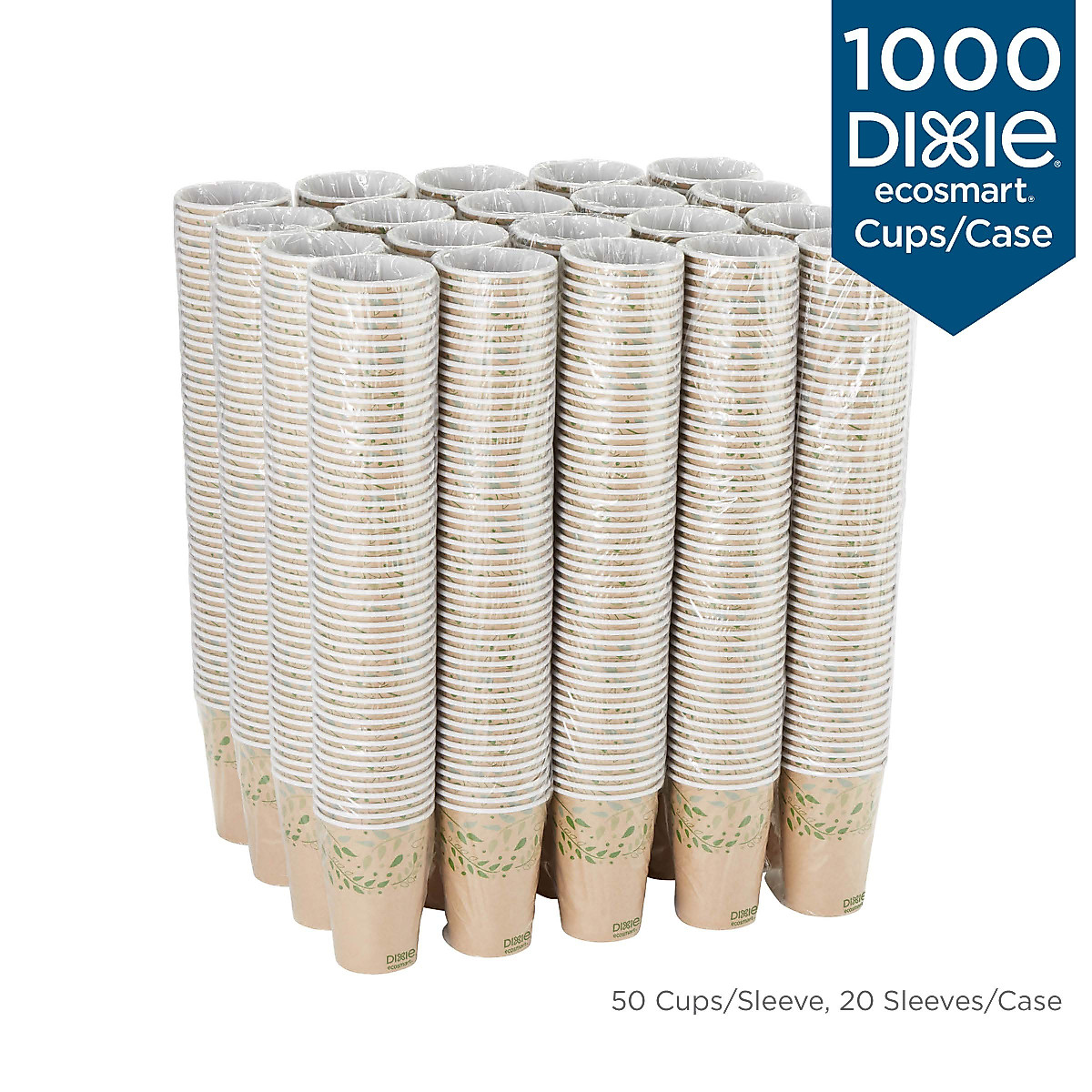 Dixie EcoSmart 16 oz 100% Recycled Fiber Hot Cup by GP PRO (Georgia-Pacific), Fits Large Lids, 2346R (CASE), 1000 Count (50 Cups Per Sleeve, 20 Sleeves Per Case)