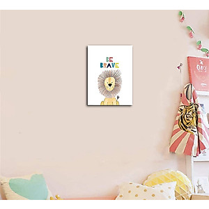 YHAOU Baby Nursery Wall Art Cute Cartoon Animal Pictures Canvas Prints Inspirational Quote for Kids Room Bedroom Decor Adorable Pictures Ready to Hang, 12 x 16 Inch