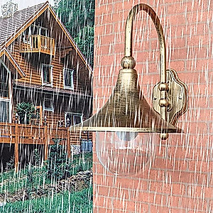 TEmkin Retro Industrial Minimalism Sconce Wall Lamp Bronze Outdoor Aluminum Horn Cover Waterproof Wall Lights LED Used for Courtyard Gate Wall Park Wall Lighting