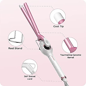 ORYNNE 1/2 Inch Curling Iron Wand Ceramic, Small Barrel Curling Iron for Tight Curls, Half Inch Tiny Curling Wand for Short & Long Hair, Heat Up Fast, Digital Temp Control