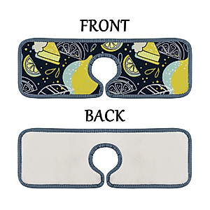 Kitchen Faucet Absorbent Mat 3 Pieces Doodle Lemons Fruit Faucet Sink Splash Guard Bathroom Counter and RV,Faucet Counter Sink Water Stains Preventer