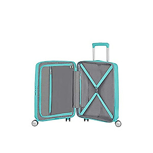 American Tourister Unisex_Adult Soundbox, Blue (Poolside Blue), Spinner S EXP (55 cm-41 L)
