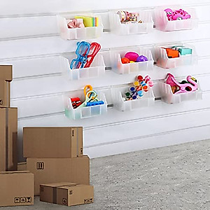 Plastic Slatwall Storage Bins Clear Hanging Stacking Containers Small Stackable Storage Bins for PVC Slatwall Accessories for Hardware Tool Storage Organizing(10 Pieces)