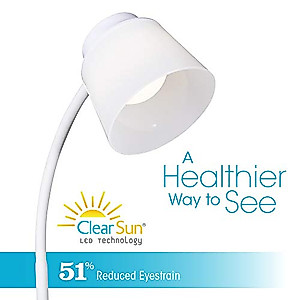 OttLite Clarify LED Desk Lamp with 4 Brightness Settings – Touch Activated Controls, Modern White Design, ClearSun LED Lighting, Flexible Neck, for Work, Study, Reading, Crafting