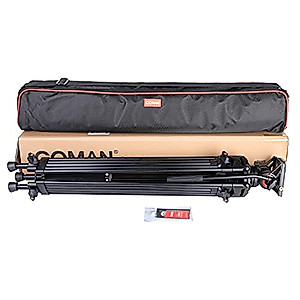 Video Tripod, COMAN KX3636 74 inch Professional Heavy Duty Aluminum Tripod with Quick Release Plate and 360 Degree Fluid Head for DSLR, Camcorder, Cameras Max Load:17.6lbs/8Kg