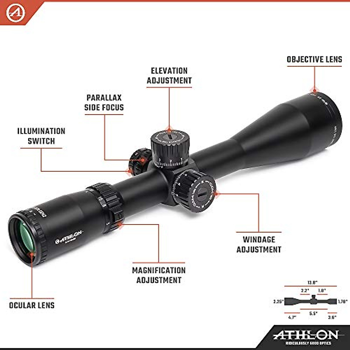 Athlon Ares BTR GEN2 2.5-15x50, Direct Dial, Side Focus 30mm, FFP, APRS5 IR MIL