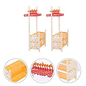 Toyvian Mini Clothes Hanger Rack Doll Dress Up Storage Rack Mini Shoe Rack for Doll Mini Clothes Rack Clothing Rack with Storage Shelf Miniature Wardrobe for Dollhouse, 10.22in
