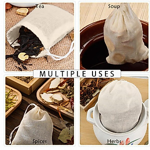 GEMLORD 50 Pcs 4 x 6 Inches Cotton Muslin Bags, Reusable Drawstring Bags for Tea, Cheesecloth Sachet Bags with Drawstring for Party, Home Storage and DIY Craft