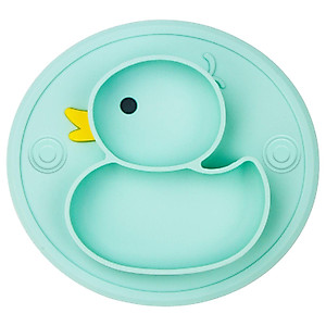 Qshare Toddler Plate, Portable Baby Plates for Toddlers and Kids, BPA-Free Strong Suction Plates for Toddlers, Dishwasher & Microwave Safe Silicone Placemat 9x6x1.4 inch