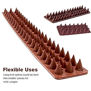 20 Pack 20 Ft Bird Spikes Defender Cats Scare Spikes, Critters Deterrent & Control Anti-Climbing Protect Fence Walls, Railing, Walls and Roof