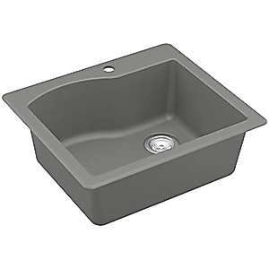 Karran Drop-In Quartz Composite 25 in. 1-Hole Single Bowl Kitchen Sink in White