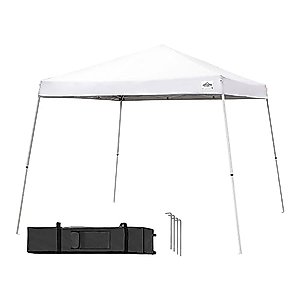 Caravan Canopy V Series 12 by 12 Foot Outdoor Shade Instant Canopy Kit with Steel Frame and 150D Polyester Canopy Top, 3 Leg Height Settings, White