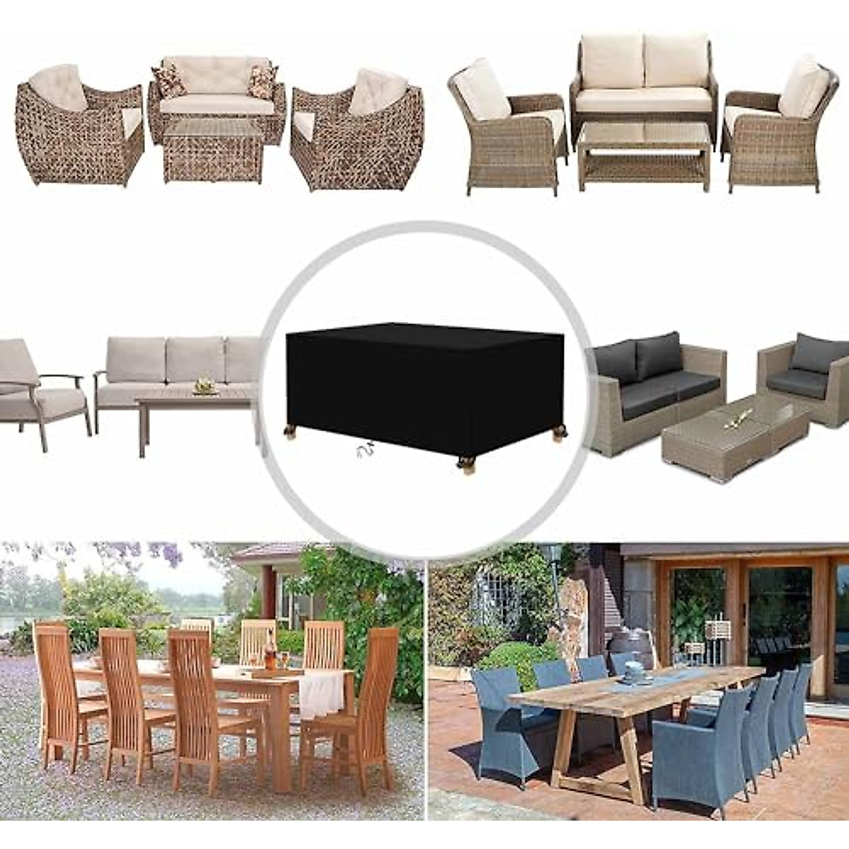 Patio Furniture Covers Outdoor Table Furniture Cover Waterproof Rectangle 600D Patio Sectional Couch Set Cover for Deck Lawn and Backyard Wind Dust Proof Anti-UV 92"L x 32"W x 40"H/230x80x100cm
