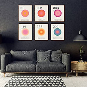 Aura Angel Numbers Poster Sets of 6 for Room Aesthetic Minimalist Inspirational Quotes Canvas Wall Art Bedroom Aesthetic Decor 8x10 Inch Unframed
