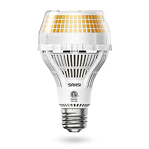 SANSI Upgraded 300W Equivalent LED Light Bulb, 5000 Lumens A21 Non-dimmable LED Bulb with E26 Base, 30W Power 3000K Warm White Bright Light Bulb for Home Workshop