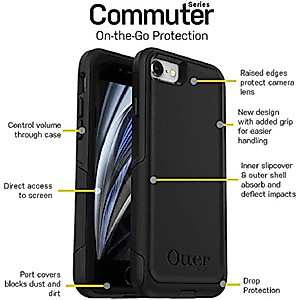 OtterBox Commuter Series Case for iPhone SE 3rd Gen (2022), iPhone SE 2nd (2020), iPhone 8, iPhone 7 (NOT Plus) - Non-Retail Packaging - Black