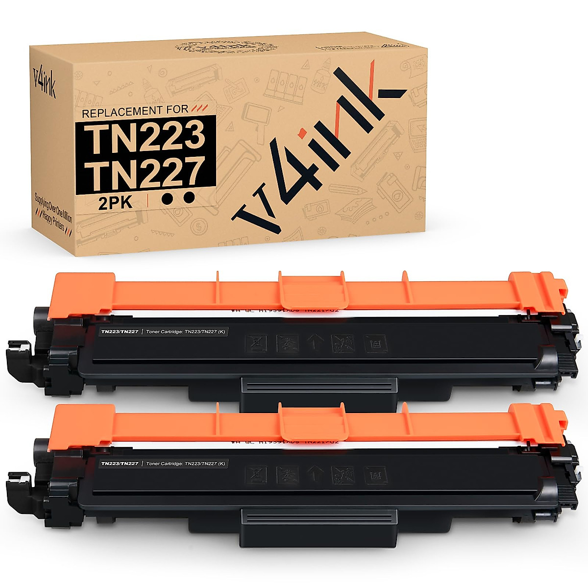 v4ink 2PK Compatible Toner Cartridge Replacement for Brother TN223BK TN227BK TN-223 TN-227 BK Black Toner Ink for Brother HL L3210CW L3230CDW L3270CDW L3290CDW MFC L3710CW L3750CDW L3770CDW Printer