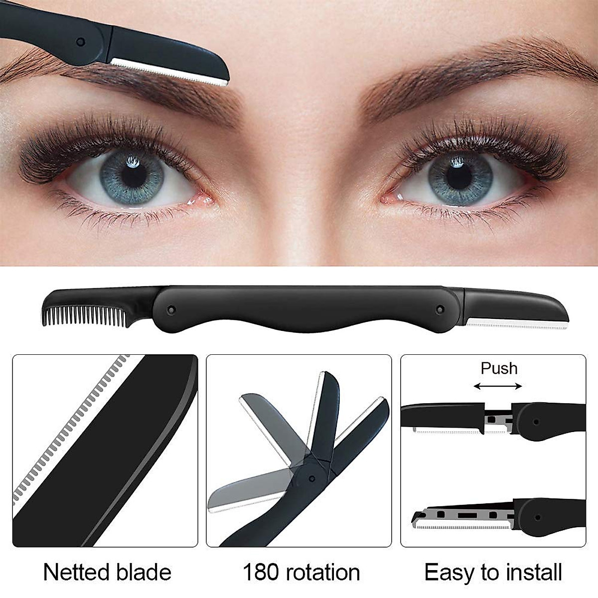 7 in 1 Eyebrow Grooming Kit for Women Eyebrow Scissors Eyebrow Brush Set Brow Brushes Scissors Tweezers Replaceable Eyebrow Razor