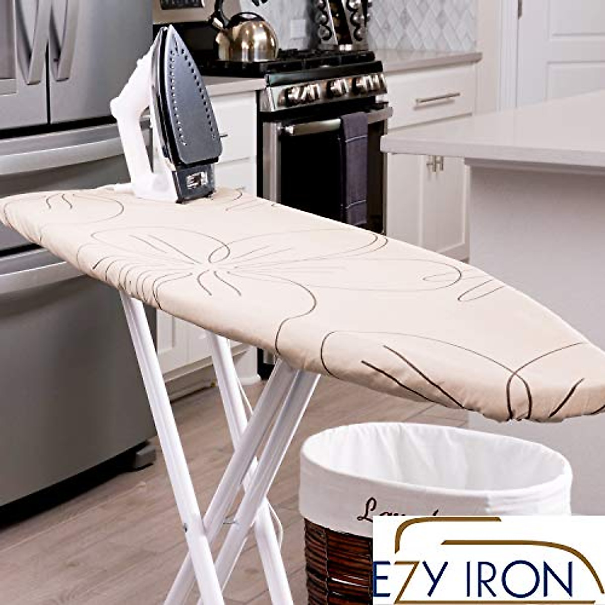 Ezy Iron Ironing Board Cover and Pad Standard Size - 15x54 Replacement Iron Board Cover with Padding, Covers for Full Size & Extra Long and Wide Large Boards - Heavy Duty Padded, Elastic Edge