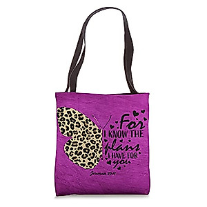 Jeremiah 29 11 Tote Bag Women Cheetah Print Purple Butterfly Tote Bag