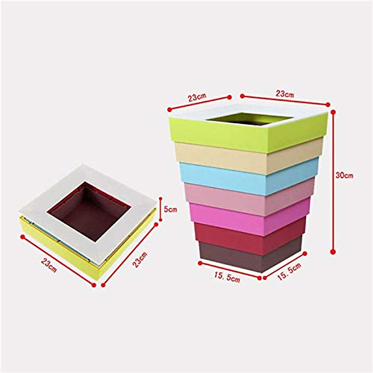 TETARI Trash Can Trash can Household Kitchen Plastic Black and White Strip (15 * 23 * 30cm) Foldable 1L Trash can, Plastic Recycling bin, Sorting Bracket, Trash can