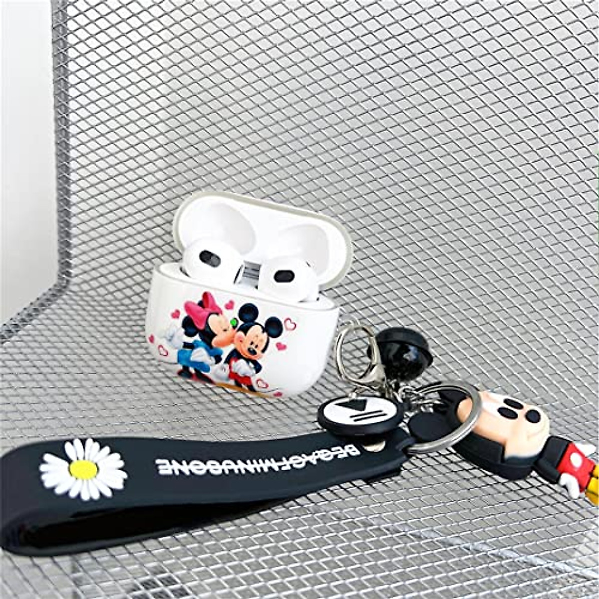 OINbxw for Airpods 3nd Generation Case Cover, AirPods 3 Case Personalized Custom with Lanyard Keychain Cartoon Cute Anime Design Series AirpodS 3 Case for Women Girls [Front LED Visible] (Mickey)