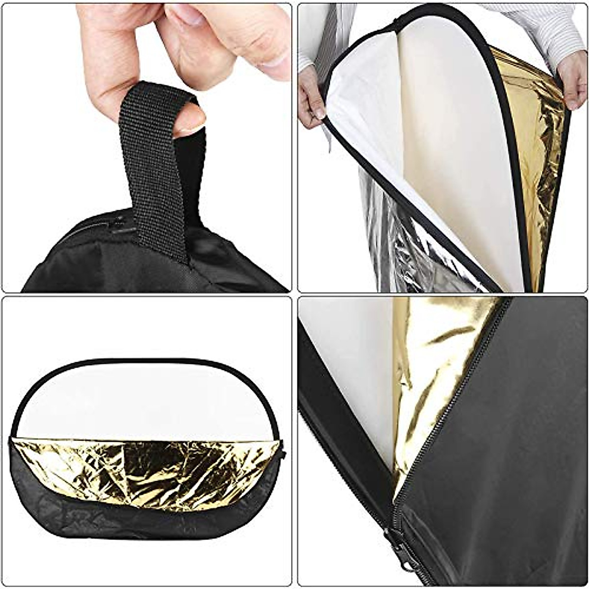 BDDFOTO 24"x35"/60x90cm Reflector Photography 5-in-1, Ellipse Light Reflector Multi-Disc with Bag Translucent, Silver, Gold, White and Black for Studio Photography Lighting and Outdoor Lighting