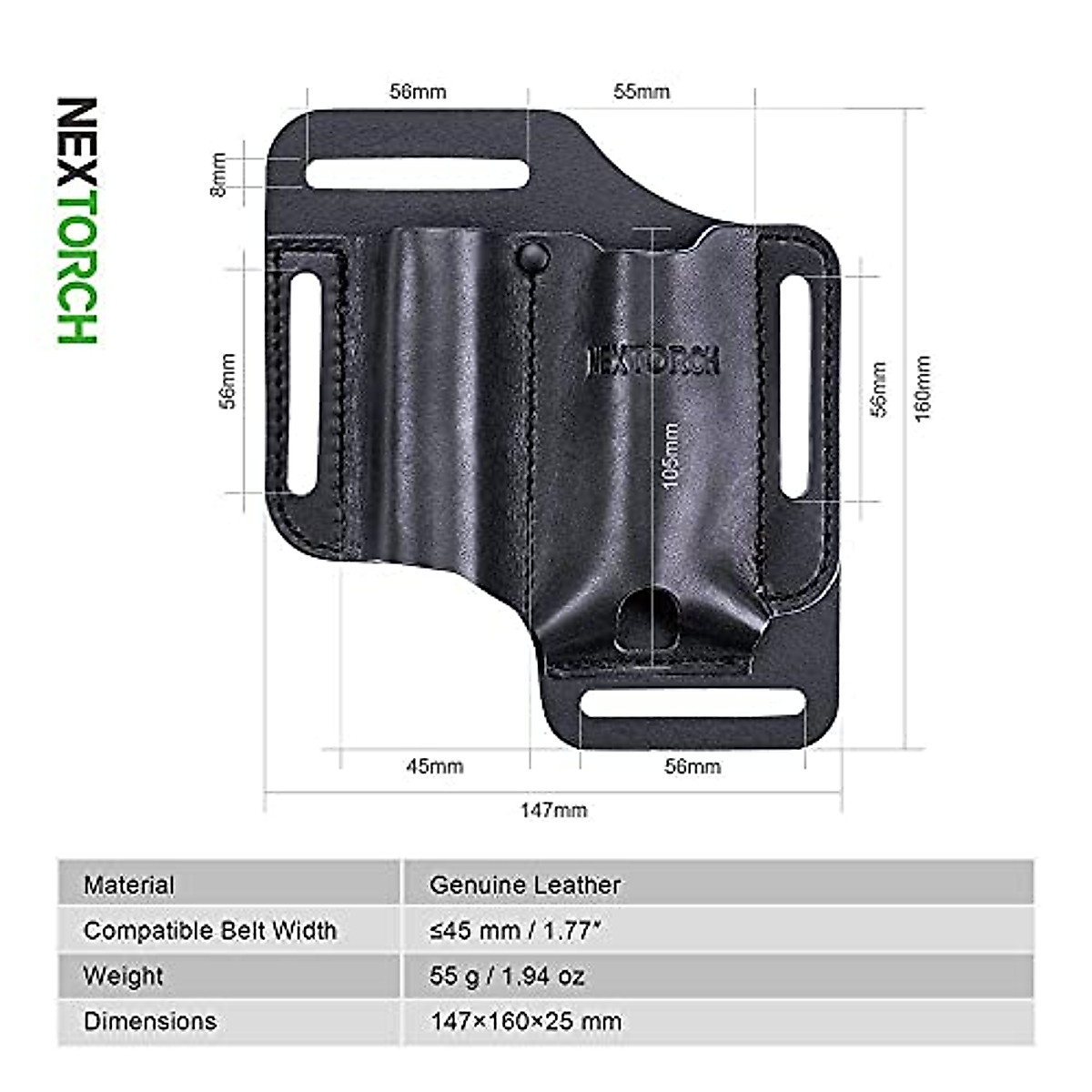 NEXTORCH EDC Leather Sheath, Multitools Sheath,Knife Belt Sheath/Leather Flashlight Holster/EDC Pocket Organizer Sheath for men, FLashlight Sheath for Knives/Flashlights/Tactical Pens/Tools