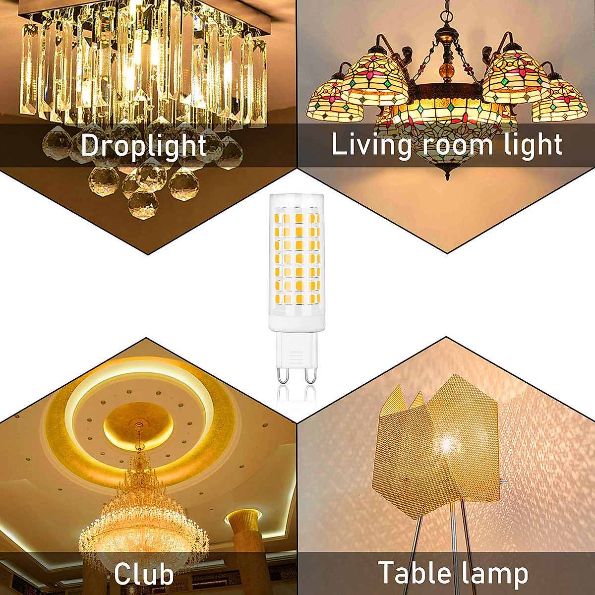 comzler G9 LED Bulb Bi Pin Base 6W Soft White 3000K G9 Base Bulbs, 60W Halogen Equivalent, 550LM, Ceramic Base G9 Light Bulbs for Chandelier, Non-dimmable, Pack of 6