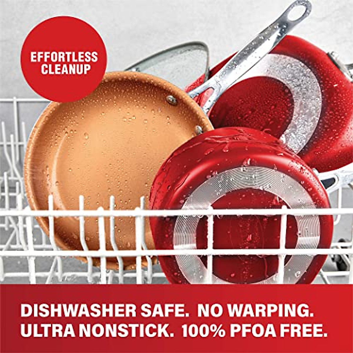 Gotham Steel 20 Pc Pots and Pans Set Nonstick Cookware Set + Bakeware Set, Complete Ceramic Cookware Set for Kitchen, Non Stick Pots and Pans Set with Lids, Dishwasher / Oven Safe, Non Toxic - Red