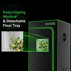 MELONFARM 2x2 Grow Tent 24"x24"x48''Reflective 600D Mylar Hydroponic with Observation Window, Floor Tray and Tool Bag for Indoor Plant Growing