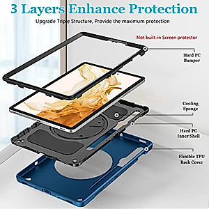 Case for Samsung Tab S7/S8 11 Inch 2022: Military Grade Shockproof Protective TPU Cover for Galaxy Tablet S7 11 Inch 2020 W/Stand - Handle - Shoulder Strap - S-Pen Holder -Blue