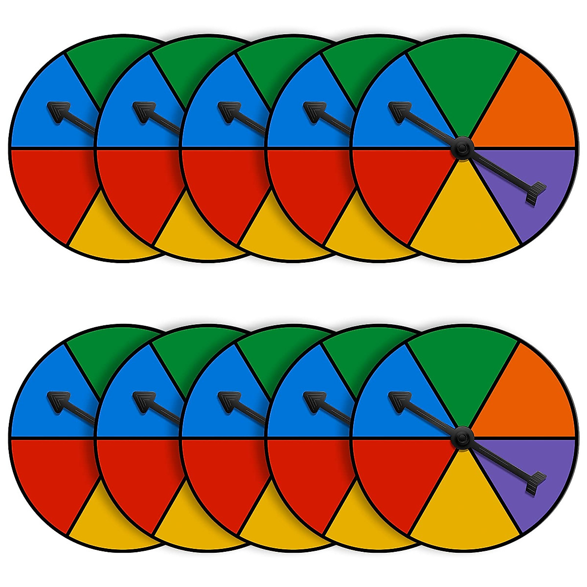 Chivao 10 Sets Game Spinner Wheel Square Blank Game Spinners Erasable Game Spinner Board with Plastic Rotating Arrows Math Spinner for Game Prizes (Colorful)