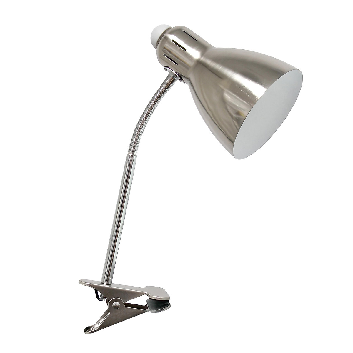 Simple Designs LD2016-BSN Adjustable Flexible Gooseneck Clip Light Desk Lamp, Brushed Nickel