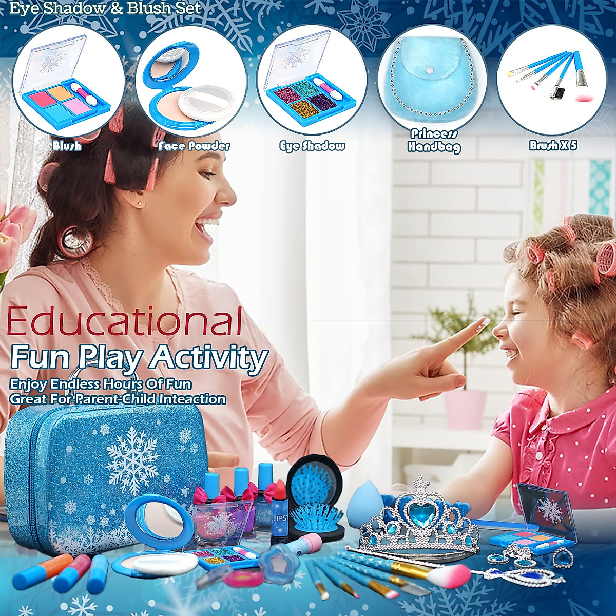 Kids Makeup Kit for Girl - Washable Real Make-up Kit Toy for Little Girls, Toddler Make up & Non-Toxic Cosmetic Set, Play Pretend Dress Up Starter, Age 4 5 6 7 8 Year Olds Child Birthday Gift 32Pcs