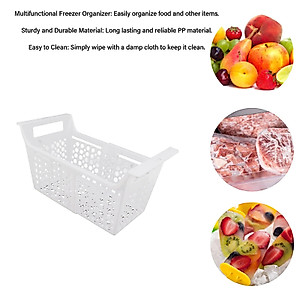 TOPINCN Freezer Storage Organizer Baskets with Handle PP Chest Freezer Basket Expandable Deep Freezer Organizer Bin Heavy Load Chest Freezer Accessory for Kitchen (L)