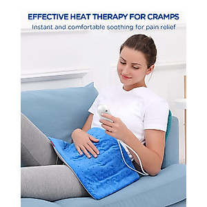 Comfytemp Heating Pad for Period Cramps, FSA HSA Eligible Electric Heating Pad for Back Pain Relief, 12"x24" XL Soft Heat Pad - Birthday Gifts for Women/Men/Mom/Wife, 9 Heat Levels, 11 Timers, Stay On